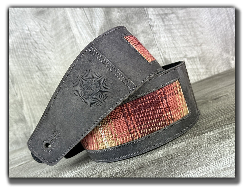 Leather Guitar Strap | Limited Edition | Flannel Guitar Strap | Dark ...