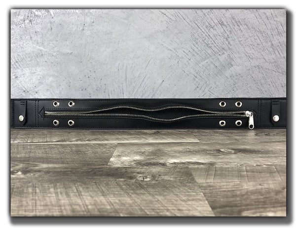 Leather Guitar Strap | Zipper | Punk | Black | The Brat